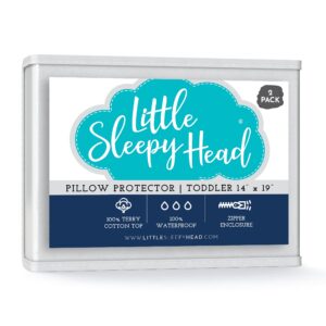 little sleepy head toddler / travel pillow protectors for pillows 13x18 and 14x19 (2-pack)