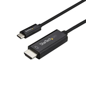 startech.com 6ft (2m) usb c to hdmi cable - 4k 60hz usb type c to hdmi 2.0 video adapter cable - thunderbolt 3 compatible - laptop to hdmi monitor/display - dp 1.2 alt mode hbr2 - black (cdp2hd2mbnl)