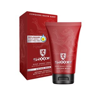 saxon post shave cream with micro moisturizing and conditioning beads, golden musk