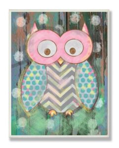 stupell industries distressed woodland owl wall plaque, 13 x 19, design by artist reesa qualia