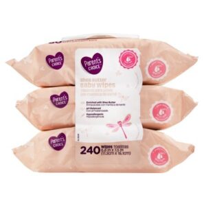 parents choice - baby wipes - shea butter - 3 packs of 80