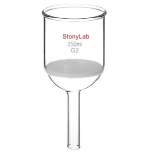 stonylab borosilicate glass buchner filtering funnel with medium frit (g2), 76mm inner-diameter, 80mm depth (250ml)