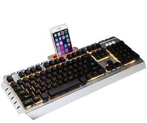 led wired gaming keyboard, mechanical feeling usb keyboard with backlight rainbow rgb multicolor water-resistant adjustableilluminated computer keyboard for pc games office