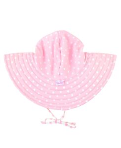 rufflebutts® baby/toddler girls pink polka dot and pink stripe reversible swim hat - 0-12m