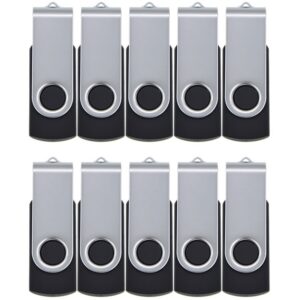 maspen 10 pack 128mb bulk pack usb 2.0 flash drives swivel thumb drive memory stick, black [not 128gb] (10pcs 128mb)