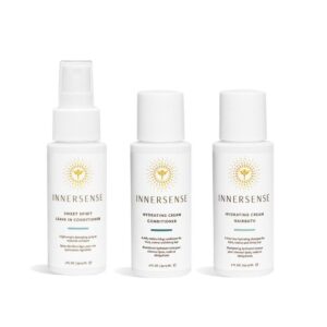 innersense organic beauty - hydrating travel hair trio | non-toxic, cruelty-free, clean haircare (hydrating cream hairbath + conditioner, sweet spirit leave-in conditioner) packaging may vary