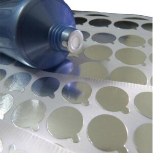 2 sheets (200pcs) 1.1cm / 0.43" diameter pure aluminium foil label oil bottle stick sealing seals stickers stopper paster tags for cosmetic toothpaste soft tube bottles film containers