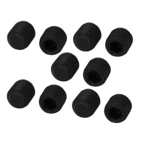 uxcell m8x8mm metric carbon steel hex socket set flat point grub screws black for towel rack door knob 10pcs