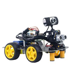 smart robot car kit for raspberry pi 5/3b/3b+/4b,upgraded ai visual color,qr code,face recognition,line tracking,obstacle avoidance,electronic diy kit for teens and adults(raspberry pi not included)