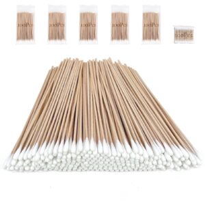 500 pcs 6" long cotton swabs with wooden sticks - lint free gun cleaning swabs - cotton tipped applicator for makeup, gun cleaning & lubricating, pet care, hard-to-reach area cleaning tools