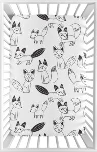 sweet jojo designs black and white woodland baby boy or girl unisex fitted mini portable crib sheet for fox collection - for mini crib or pack and play only