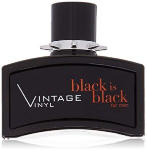 nu parfums black is black vintage vinyl eau de toilette spray for men, 3.4 ounce