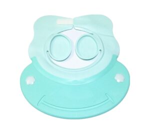 hicat baby children kids shampoo shower bathing cap hat, elastic soft comfortable adjustable wash hair shield hat for baby kids, silicone protect soft cap hat for protecting eyes and ears (blue 02)