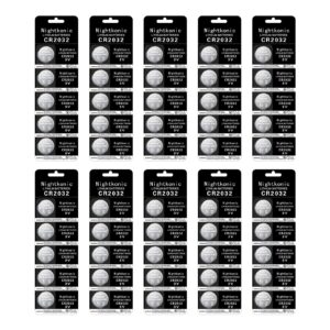 nightkonic 50 pcs pack - cr2032 battery 3v lithium button cell coin 2032 battery