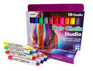 madellena hair chalk - temporary hair color for girls, ideal gifts for kids and hair accessories