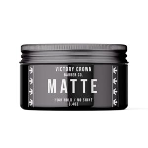 victory crown matte clay pomade for men – high hold, no shine – non-greasy hair paste – 3.4 oz