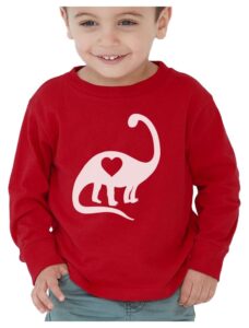 tstars dinosaur heart boys valentines day shirt toddler kids long sleeve shirts 3t red