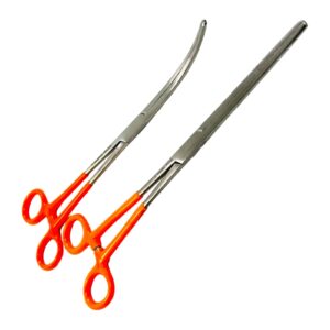 german stainless straight + curved hemostat forceps, hemostat forceps clamp 10" (cynamed brand) set of 2 ea …