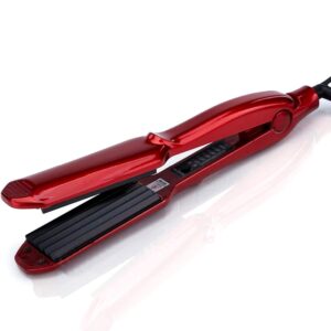 mbhair ceramic crimper iron for fluffy hairstyle curling iron, corrugation crimper hair irons, anti static ceramic hair crimping iron adjust temperature (red)