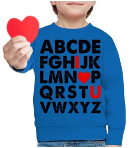 valentines day shirt for boys girls alphabet abc toddler kids t-shirts sweatshirt 3t blue