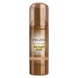 jergens natural glow instant sun sunless tanning mousse for body, light bronze, 1.5 fluid ounce