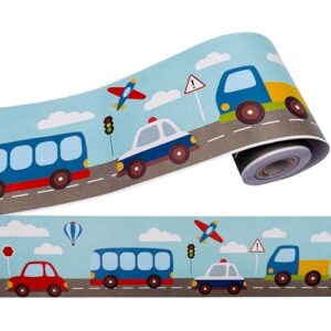 yifely traffic car wallpaper border self-adhesive wall decor sticker for kids room nursery school classroom