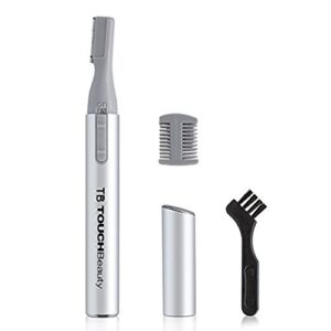 touch beauty electric facial hair trimmer pen (grey), with eyebrow touch-up set & microblade