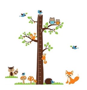 covpaw® wall stickers height chart measure scale decor zoo animal owl tree growth chart kids nursery baby room