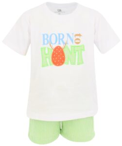 unique baby boys born to hunt easter eggs outfit (18 months, green)