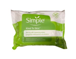 simple kind to skin cleansing wipes micellar 4 count gentle and effective makeup remover free from color and dye, artificial perfume and harsh chemicals 25 wipes