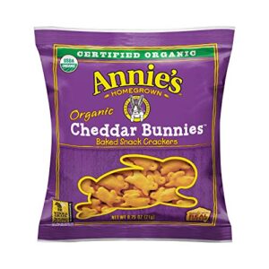 annie's organic baked snack crackers, single serve, cheddar bunnies, 0.75 oz (pack of 100)