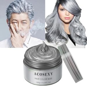 yhmwax fashion silver gray hair wax pomade - colorful disposable natural hair styling gel for party, cosplay, masquerade