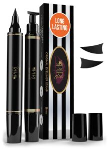 la pure waterproof liquid eyeliner stamp winged eyeliner tool 2x cat eye winged eyeliner stamp & fine tipped pen eyeliner stencil smudge proof black eye liner tiktok trend items wing stamp - black 8mm