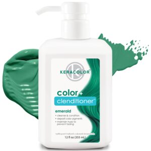 keracolor clenditioner emerald hair dye - semi permanent hair color depositing conditioner, cruelty-free, 12 fl. oz.