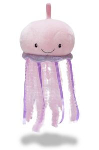 cuddle barn rosy the jellyfish - musical stuffed animal baby plush toy with soothing lights, 12” (pink)