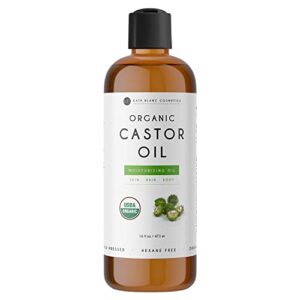 kate blanc cosmetics castor oil 16oz - usda certified organic. cold-pressed, 100% pure, hexane-free. promote growth for hair, eyelashes, eyebrows. moisturizing for dry skin