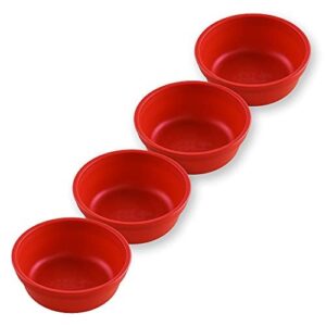 re-play made in usa 12 oz. reusable plastic bowls, set of 4 - dishwasher and microwave safe bowls for snacks and everyday dining - toddler bowl set 4.9" x 4.9" x 1.8" red