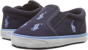 polo ralph lauren kids unisex-baby bal harbour repeat crib shoe, navy, 2 m us infant