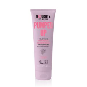 noughty 97% natural pumped up volumising shampoo to gently cleanse and volumise fine or limp hair with red grape and vitamin b5, sulphate free vegan haircare 250ml