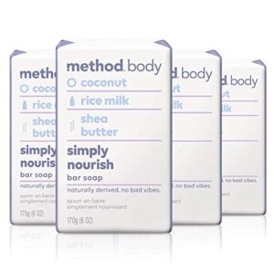 method bar soap, simply nourish, packaging may vary, 6 ounce (pack of 4)