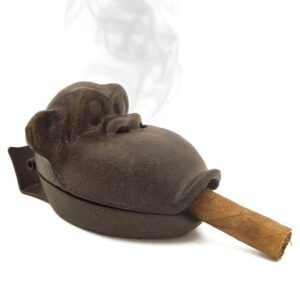 yimifla cigar ashtray, monkey cool ashtray for cigarettes outdoor cast iron ash tray ash holder for patio home office decoration, great gift for men and women