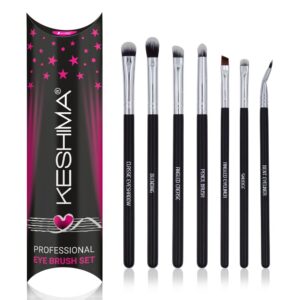 keshima professional eye makeup brushes set with eyeshadow brush, eye shadow blending brush, smudge, angled crease, pencil, angled eyeliner and bent eyeliner brushes