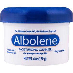 albolene face moisturizer and makeup remover, facial cleanser and cleansing balm, fragrance free cream, 6 oz