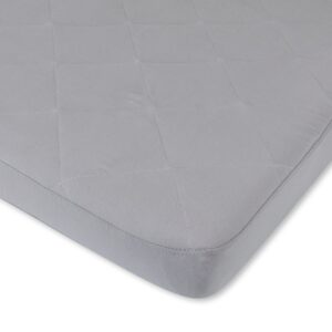 ely's & co. patent pending waterproof cotton quilted pack n play sheet | mini crib sheet | all in one mattress pad cover and cozy sheet, grey