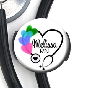 stethoscope tag - colorful hearts steth - personalized name - steth id tag/nurse badge