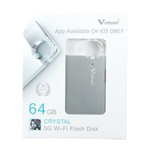 v-smart crystaldisk 5g wireless transmission usb flash drive | super-fast speed, universal external storage drive for iphone, android, tablets, computers | (64gb, silver)