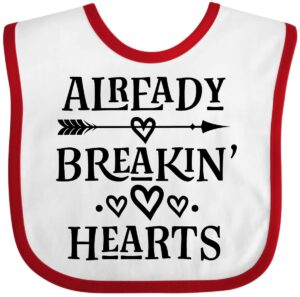 inktastic boys valentines day breaking hearts baby bib white and red 2e609