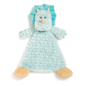 darcy dinosaur aqua blue children's plush rattle blankie