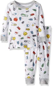 lamaze organic baby baby boys tight fit sleepwear, grey and white bugs, 24m