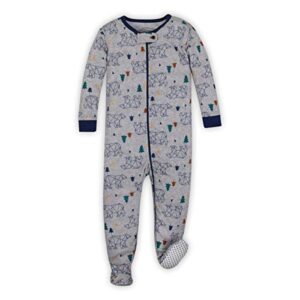 lamaze organic baby baby boys' toddler stretchie one piece sleepwear, footed, zipper, grey bear print, 2t